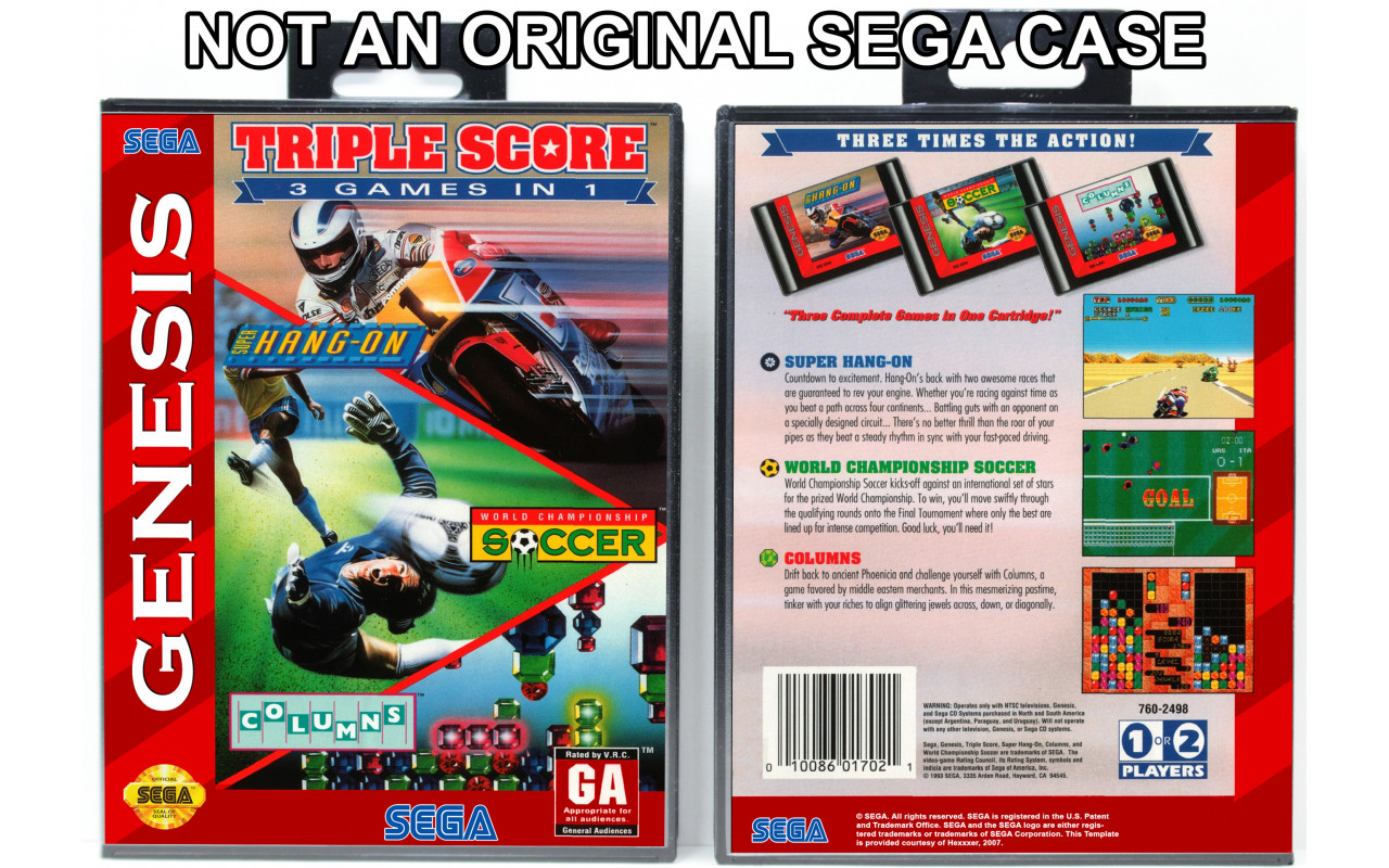 Gaming Relics - Sega - Sega Genesis - Triple Score 3 Games in 1