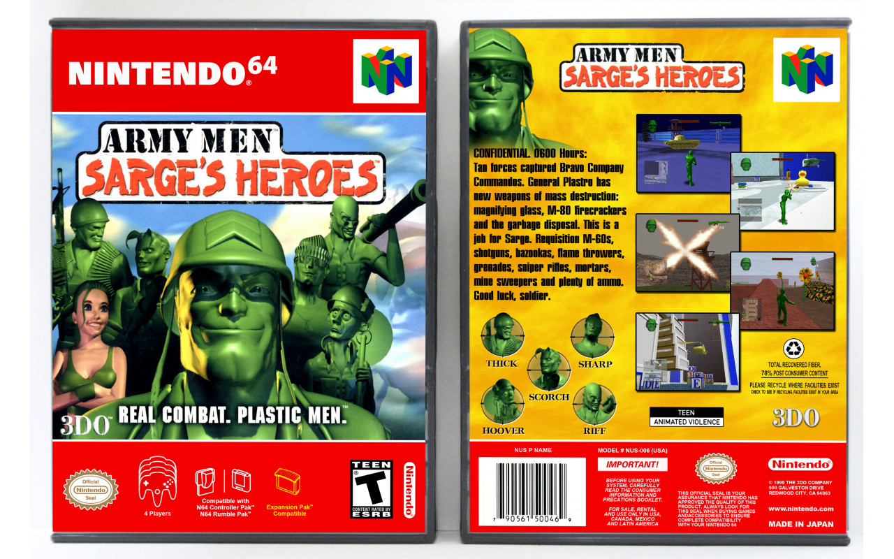 Gaming Relics - Nintendo 64 - Vertical Style - Army Men: Sarge's Heroes