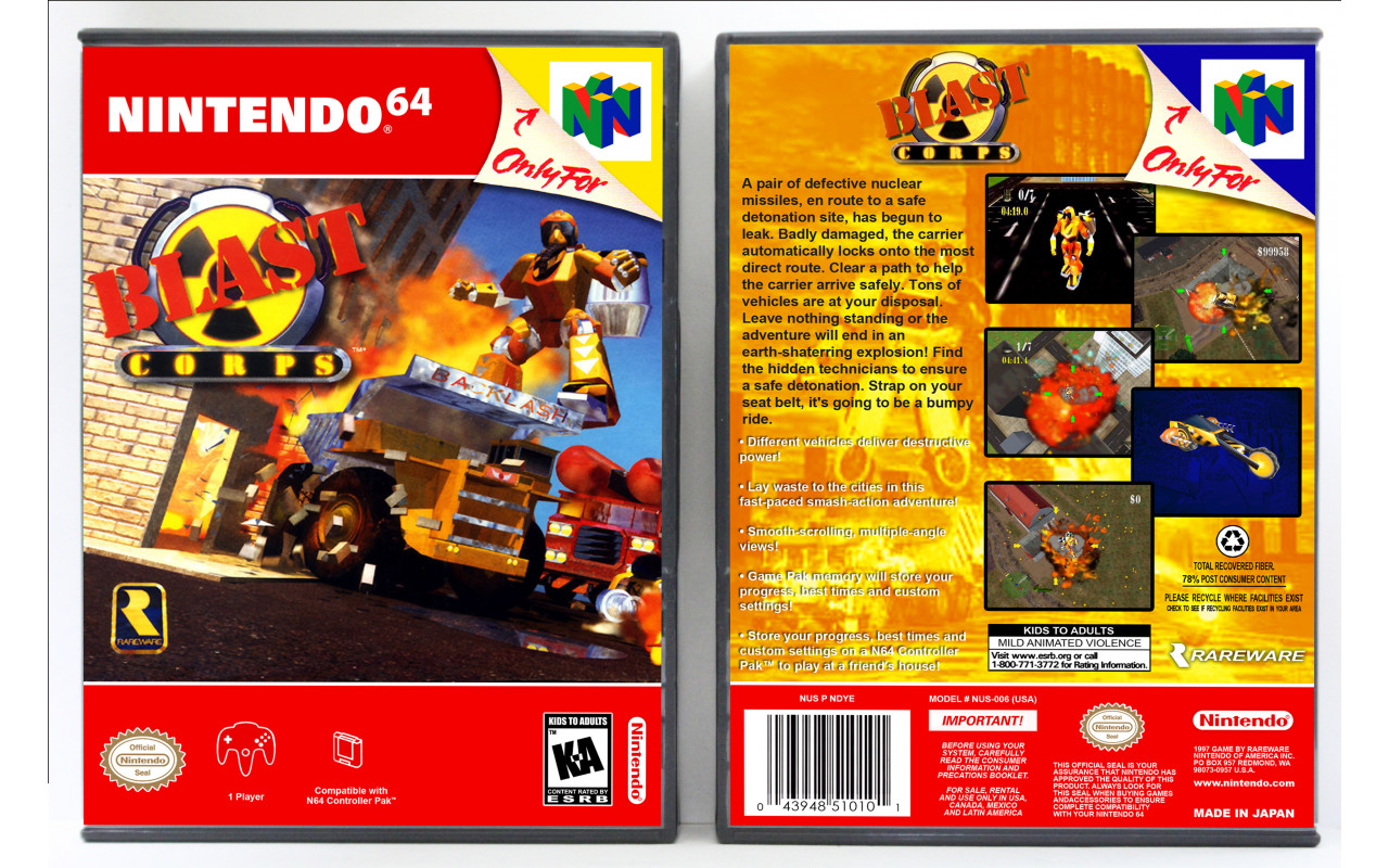 Gaming Relics - Nintendo 64 - Vertical Style - Blast Corps