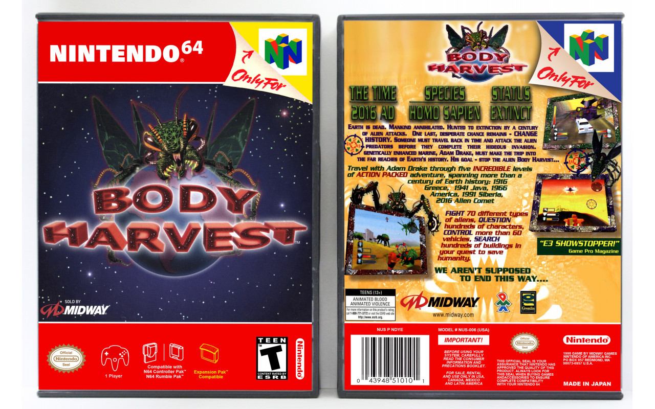 Gaming Relics - Nintendo 64 - Vertical Style - Body Harvest