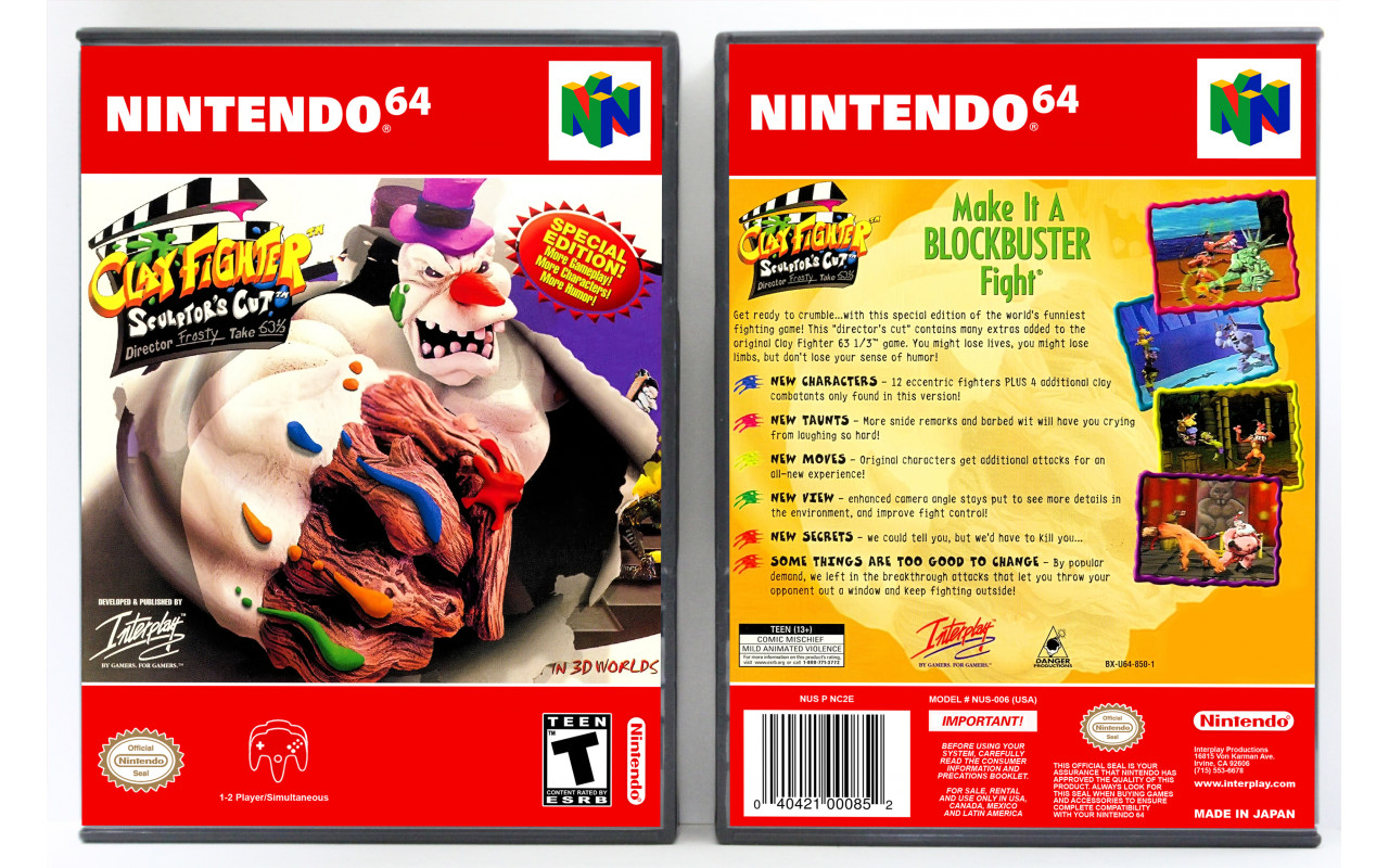 Gaming Relics - Nintendo 64 - Vertical Style - Clay Fighter: Sculptor's Cut