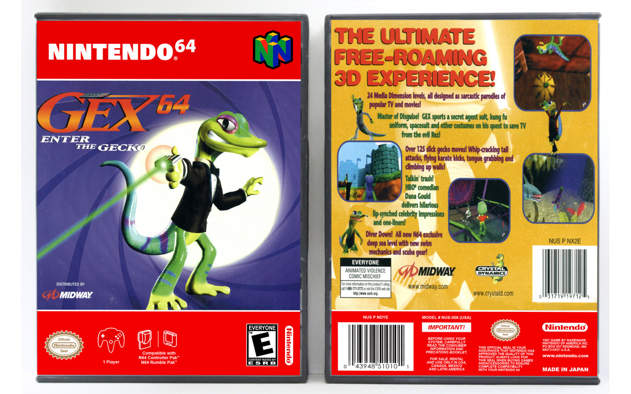 Gaming Relics - Nintendo 64 - Vertical Style - Gex 64: Enter the Gecko