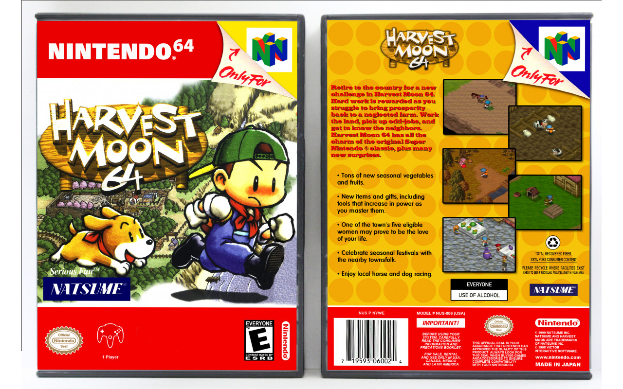 Gaming Relics - Nintendo 64 - Vertical Style - Harvest Moon 64