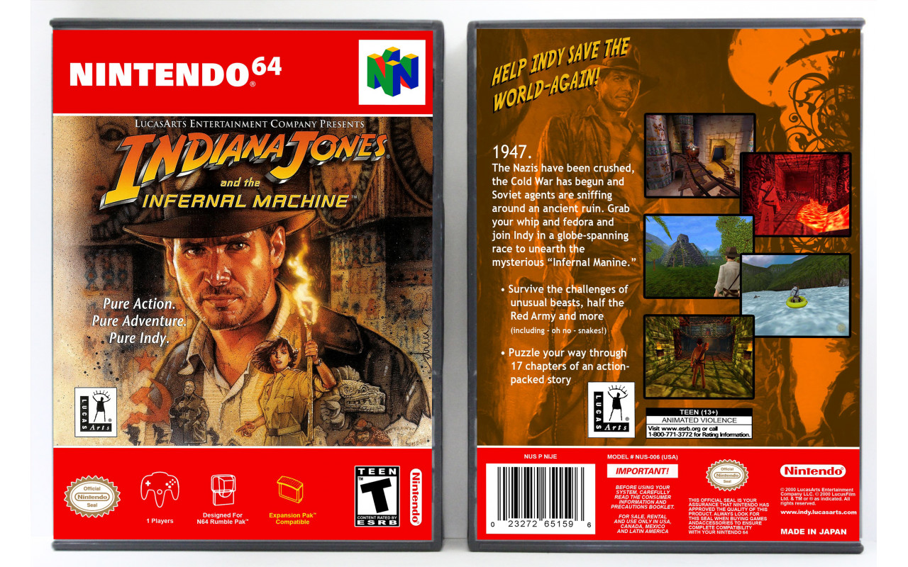 Gaming Relics - Nintendo 64 - Vertical Style - Indiana Jones and the ...