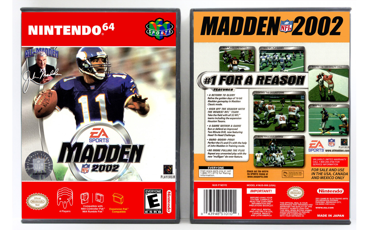 Gaming Relics - Nintendo 64 - Vertical Style - Madden 2002