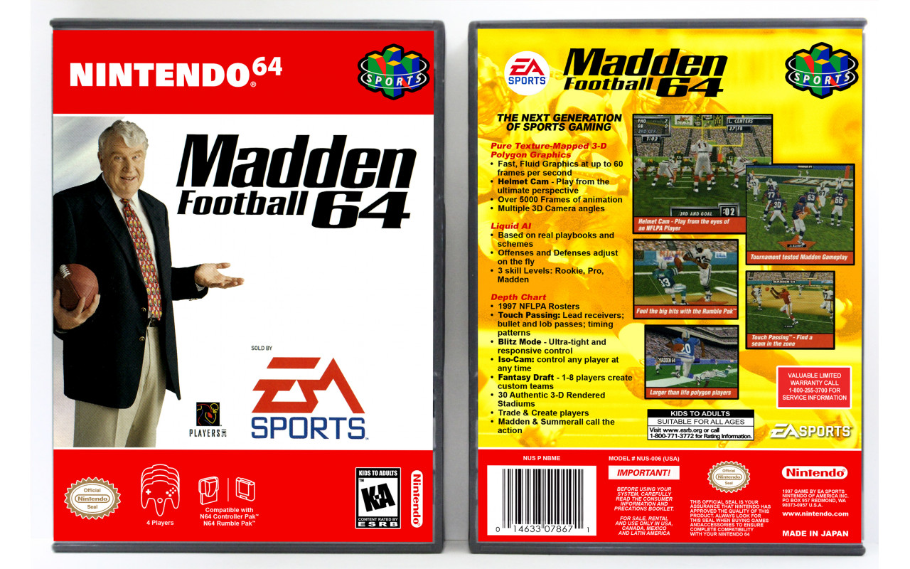 Gaming Relics - Nintendo 64 - Vertical Style - Madden Football 64