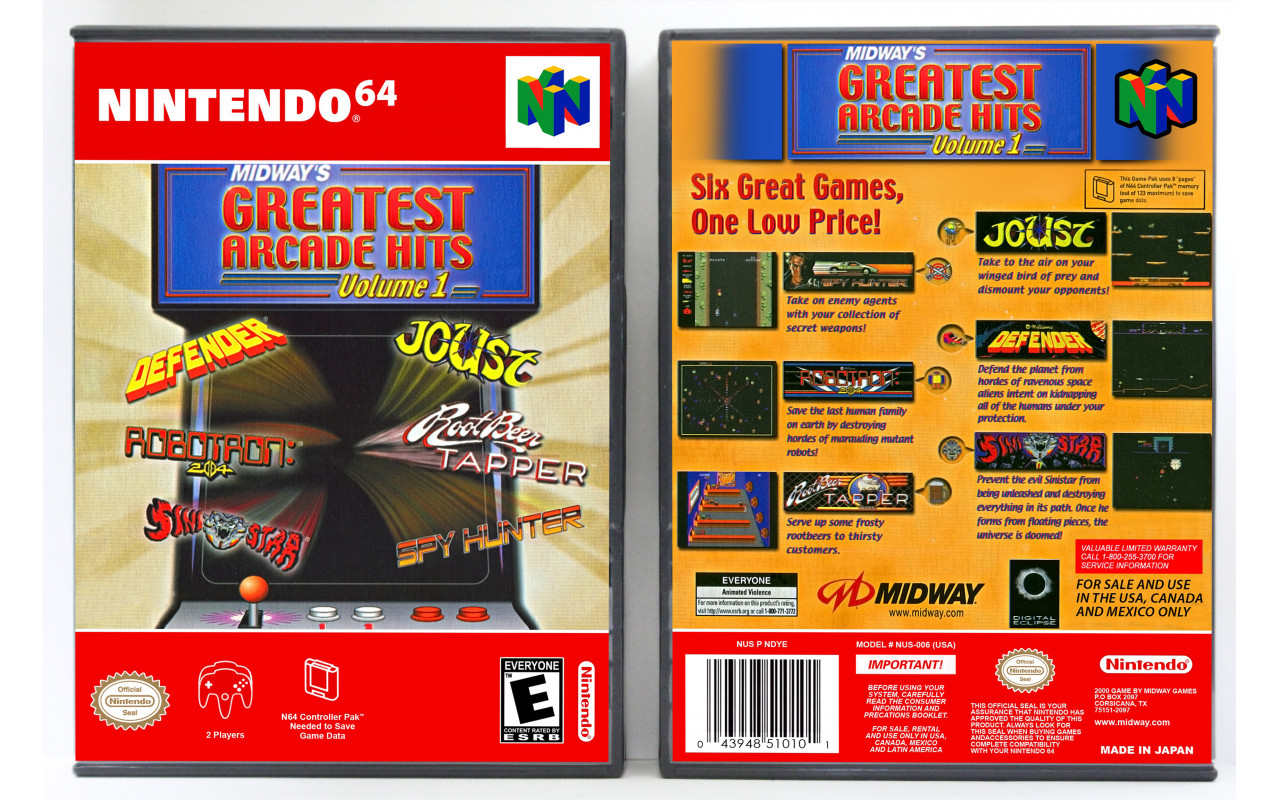 Gaming Relics - Nintendo 64 - Vertical Style - Midway's Greatest Arcade ...