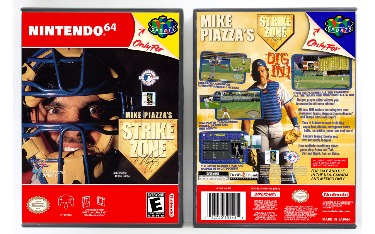 Gaming Relics - Nintendo 64 - Vertical Style - Mike Piazza's Strike Zone