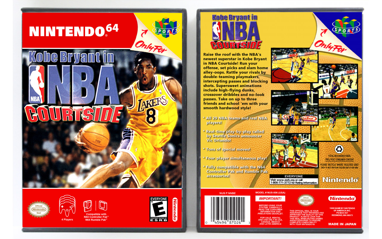 Gaming Relics - Nintendo 64 - Vertical Style - Kobe Bryant in NBA Courtside