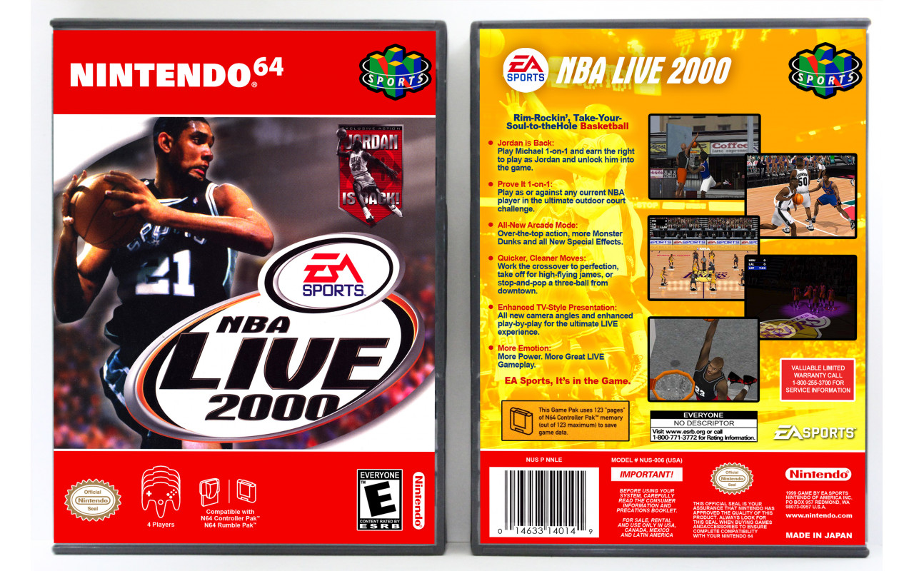 Gaming Relics - Nintendo 64 - Vertical Style - NBA Live 2000