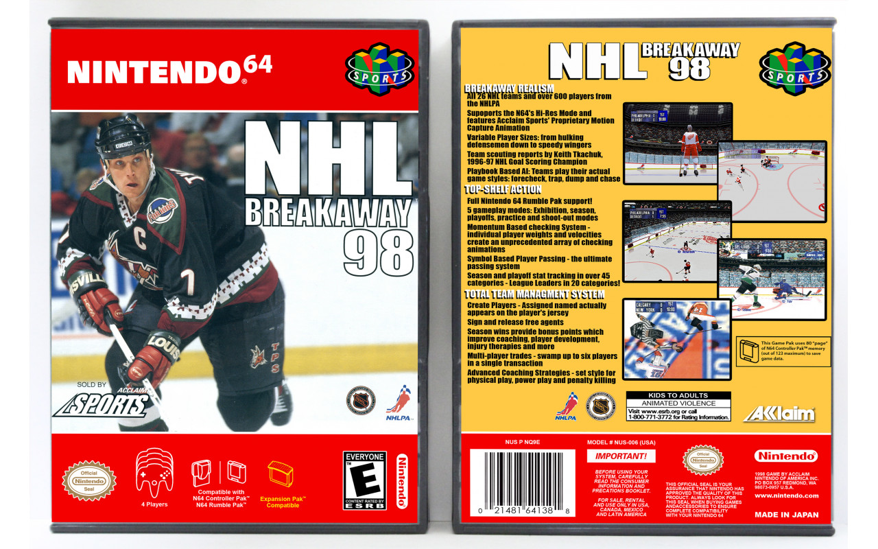 Gaming Relics - Nintendo 64 - Vertical Style - NHL Breakaway 98