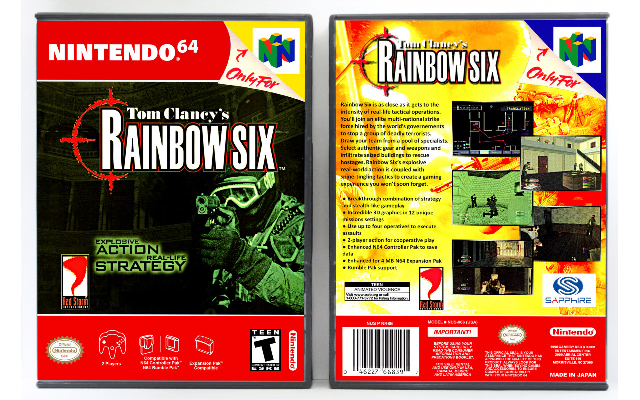 Gaming Relics - Nintendo 64 - Vertical Style - Tom Clancy's Rainbow Six