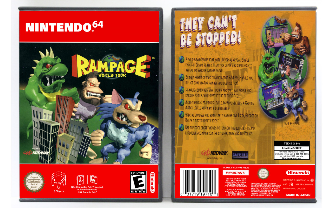 Gaming Relics - Nintendo 64 - Vertical Style - Rampage: World Tour
