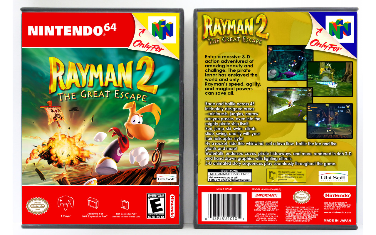 Gaming Relics - Nintendo 64 - Vertical Style - Rayman 2: The Great Escape