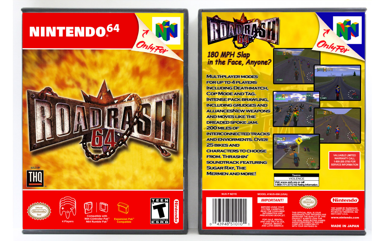 Gaming Relics - Nintendo 64 - Vertical Style - Road Rash 64