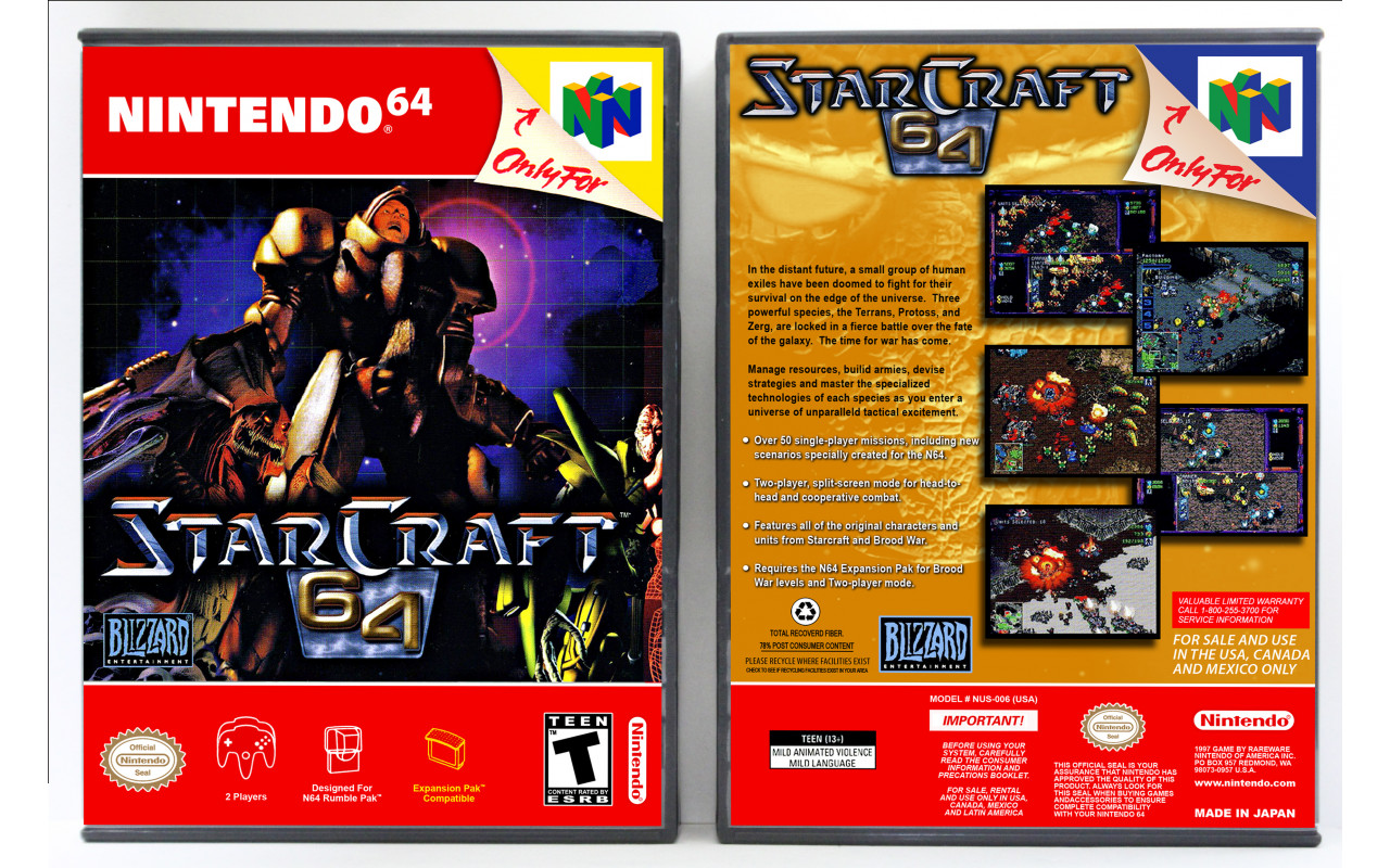 Gaming Relics - Nintendo 64 - Vertical Style - StarCraft 64