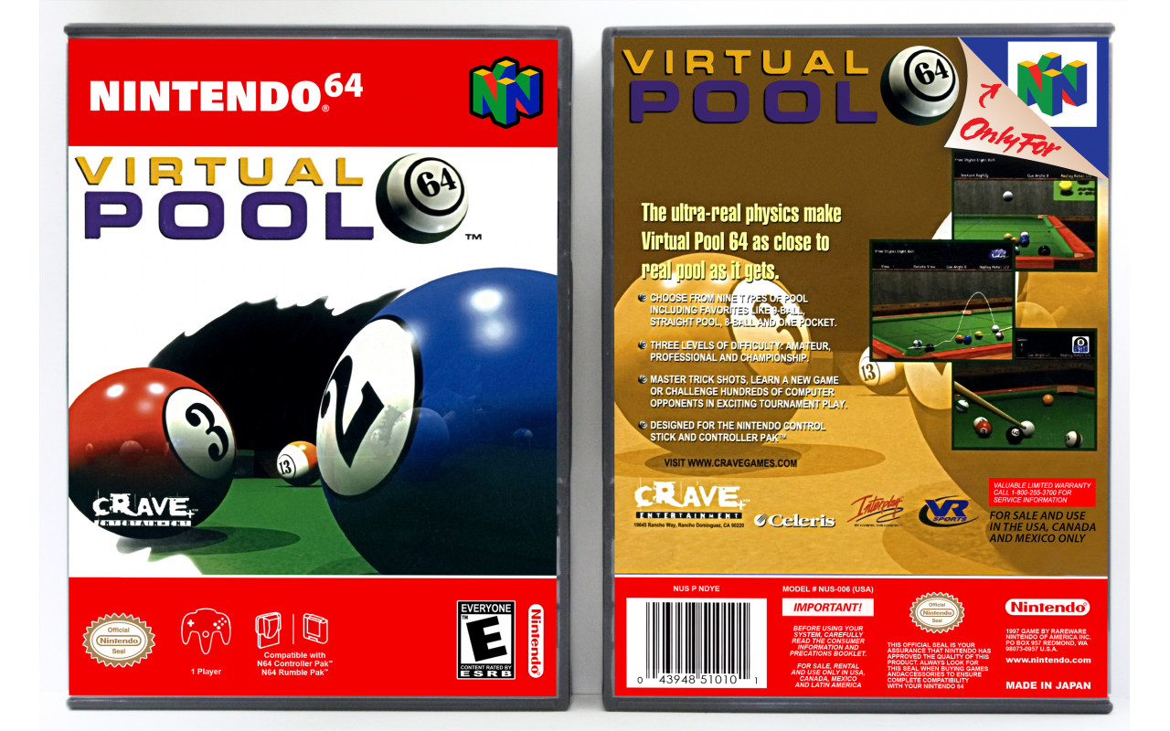 Gaming Relics - Nintendo 64 - Vertical Style - Virtual Pool 64