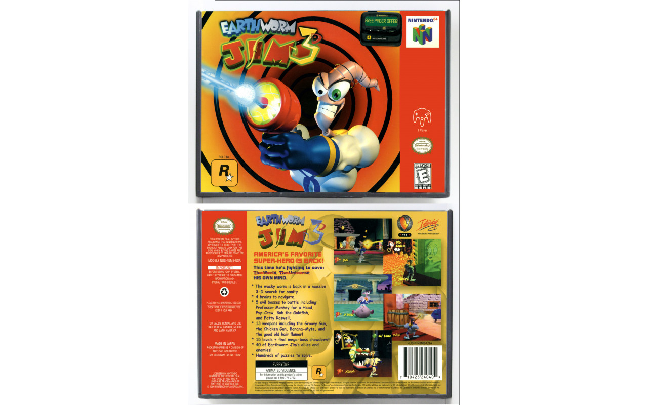 Gaming Relics - Nintendo 64 - Retail Style - Earthworm Jim 3D