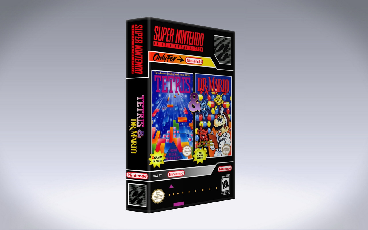 Gaming Relics - Super Nintendo - Vertical Style - Tetris & Dr. Mario