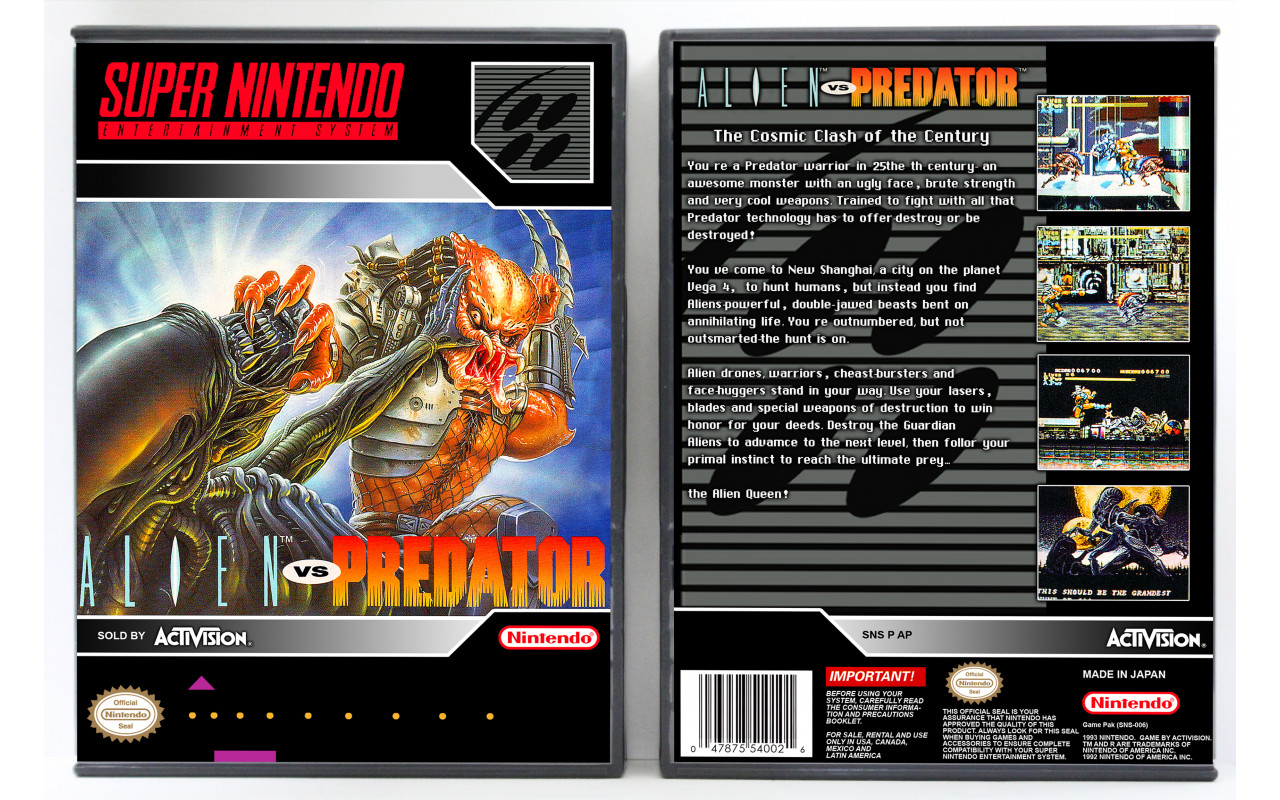 Gaming Relics - Super Nintendo - Vertical Style - Alien vs Predator
