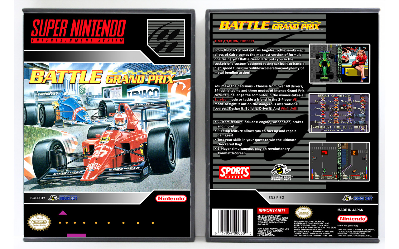 Gaming Relics - Super Nintendo - Vertical Style - Battle Grand Prix