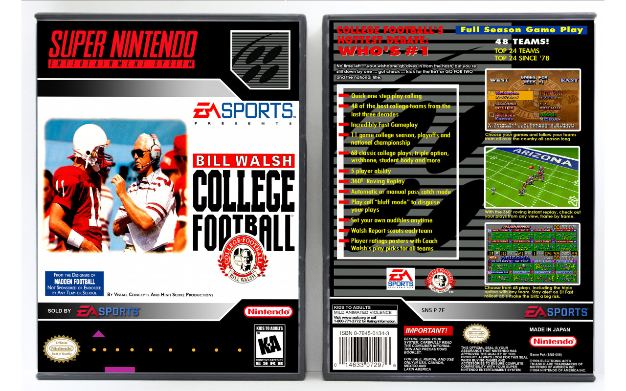 Gaming Relics - Super Nintendo - Vertical Style - Bill Walsh: College ...