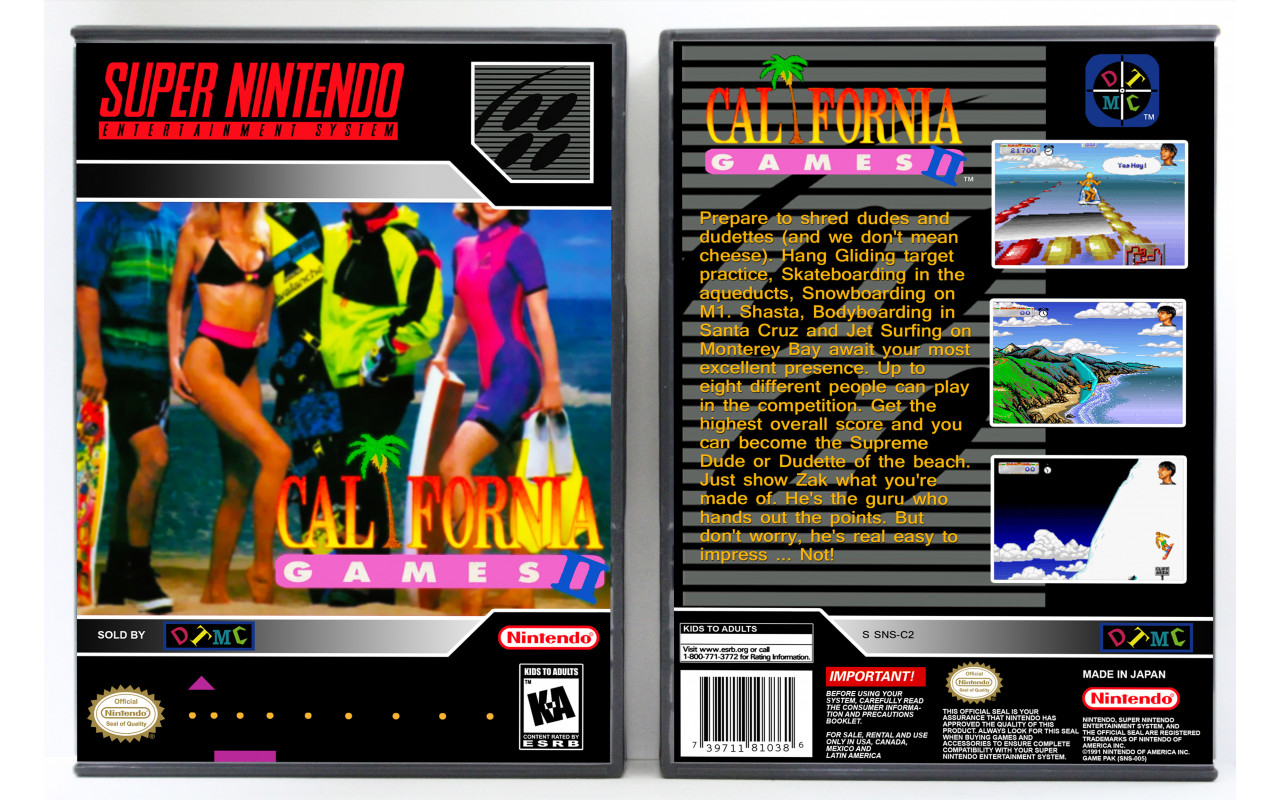 Gaming Relics - Super Nintendo - Vertical Style - California Games II