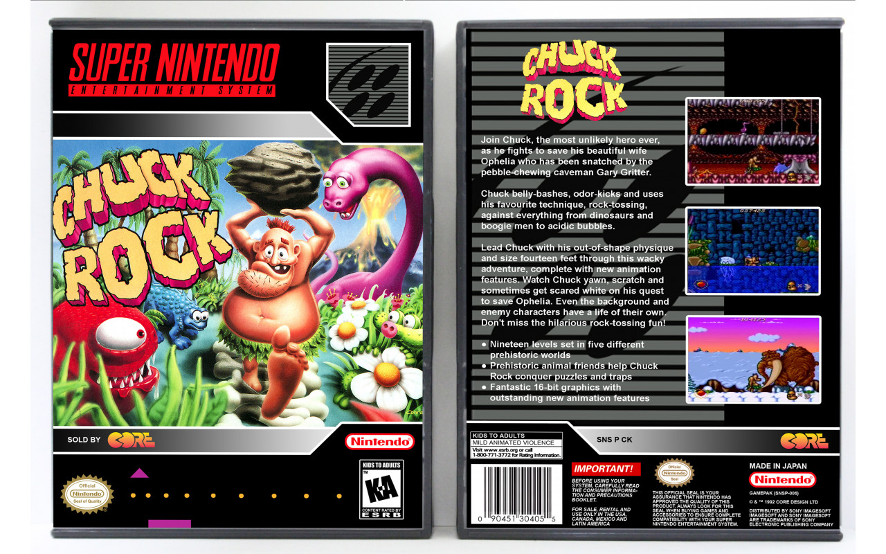 Gaming Relics - Super Nintendo - Vertical Style - Chuck Rock