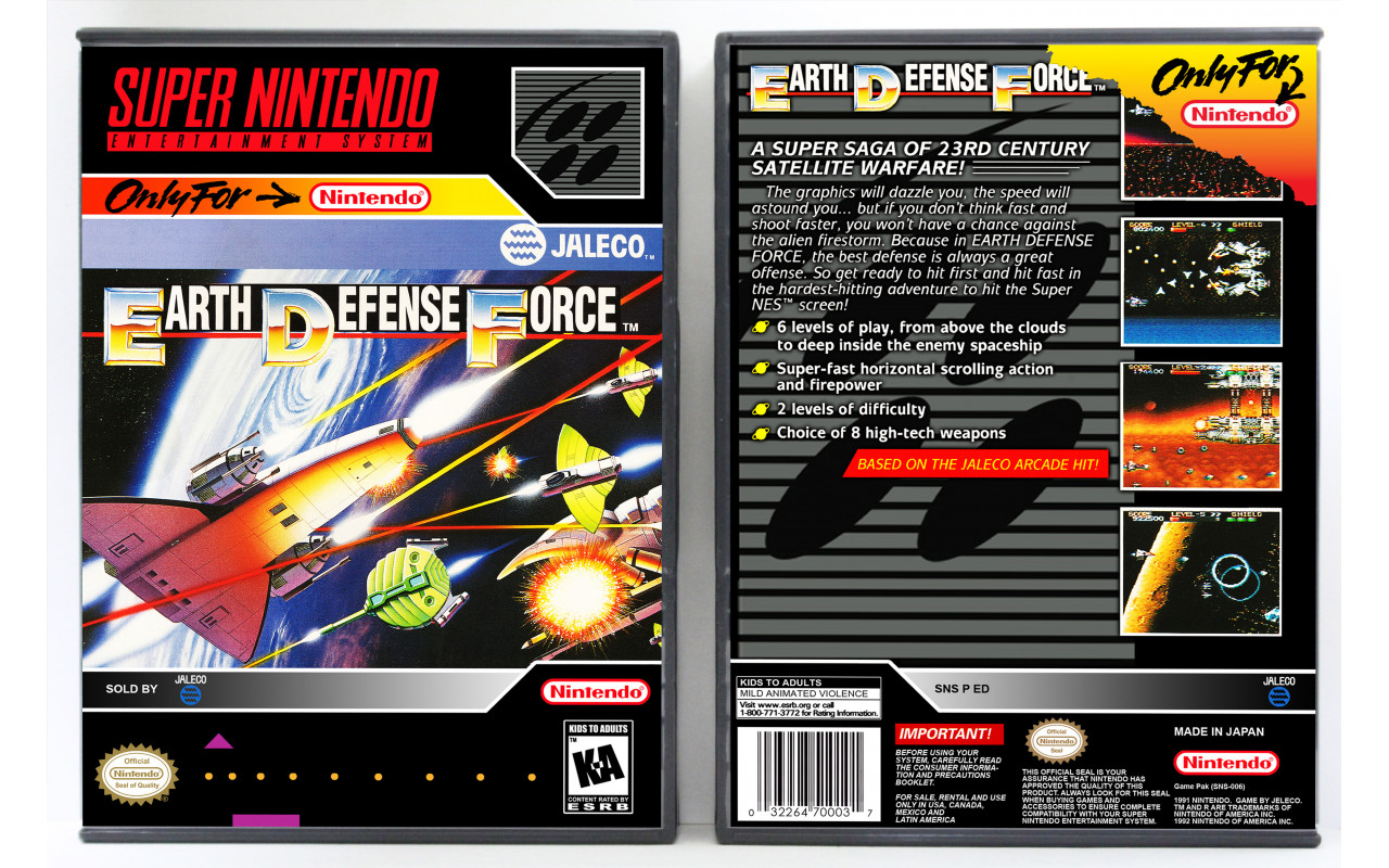 Gaming Relics - Super Nintendo - Vertical Style - Earth Defense Force
