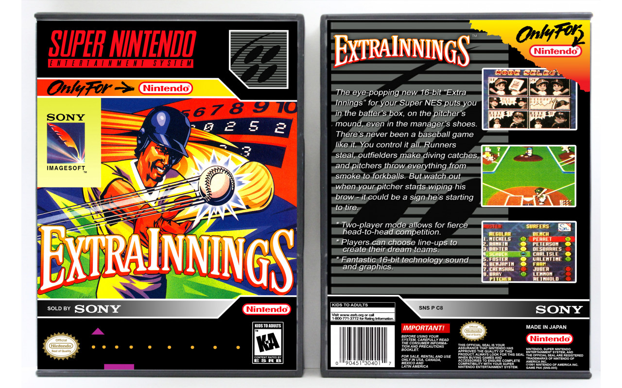 Gaming Relics - Super Nintendo - Vertical Style - Extra Innings