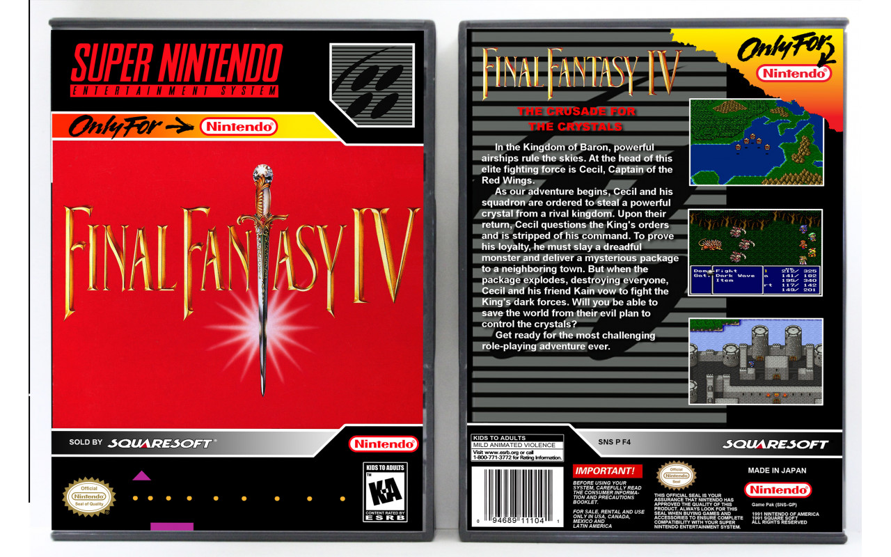 Gaming Relics - Super Nintendo - Vertical Style - Final Fantasy IV