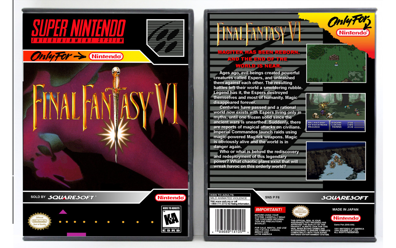 Gaming Relics - Super Nintendo - Vertical Style - Final Fantasy VI