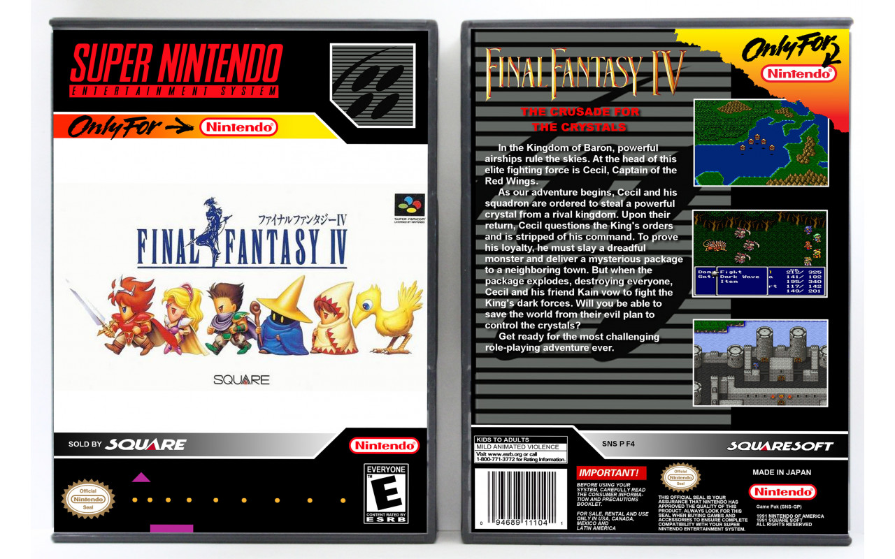 Gaming Relics - Super Nintendo - Vertical Style - Final Fantasy IV (JP ...