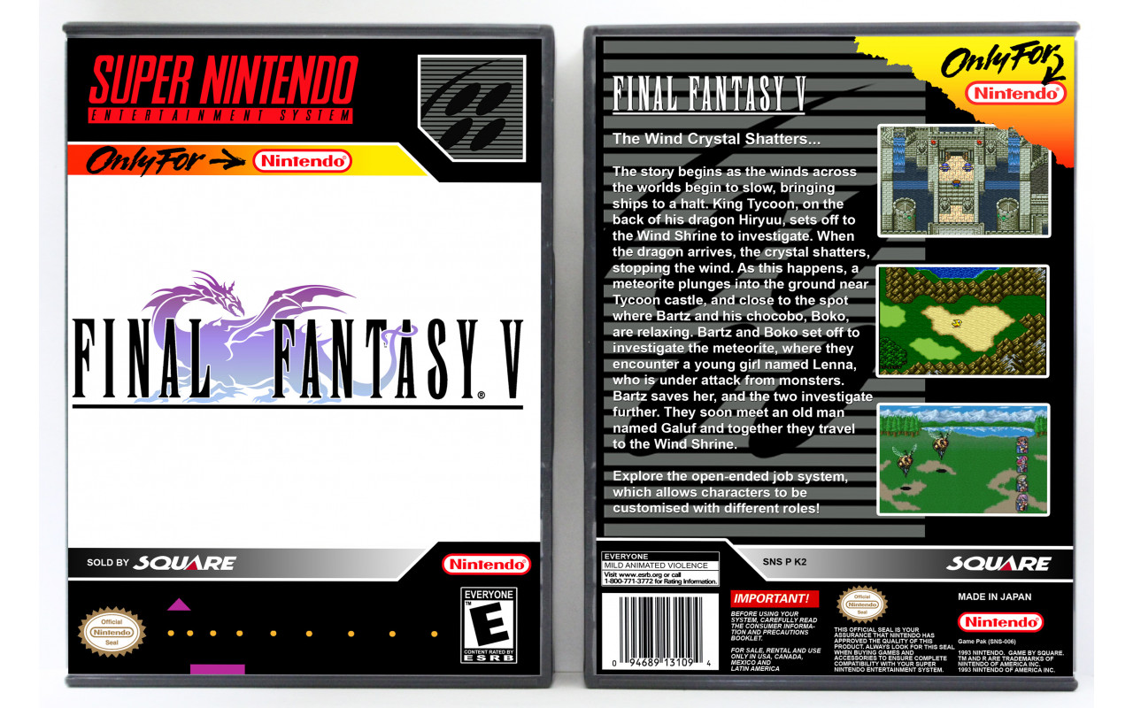 Gaming Relics - Super Nintendo - Vertical Style - Final Fantasy V