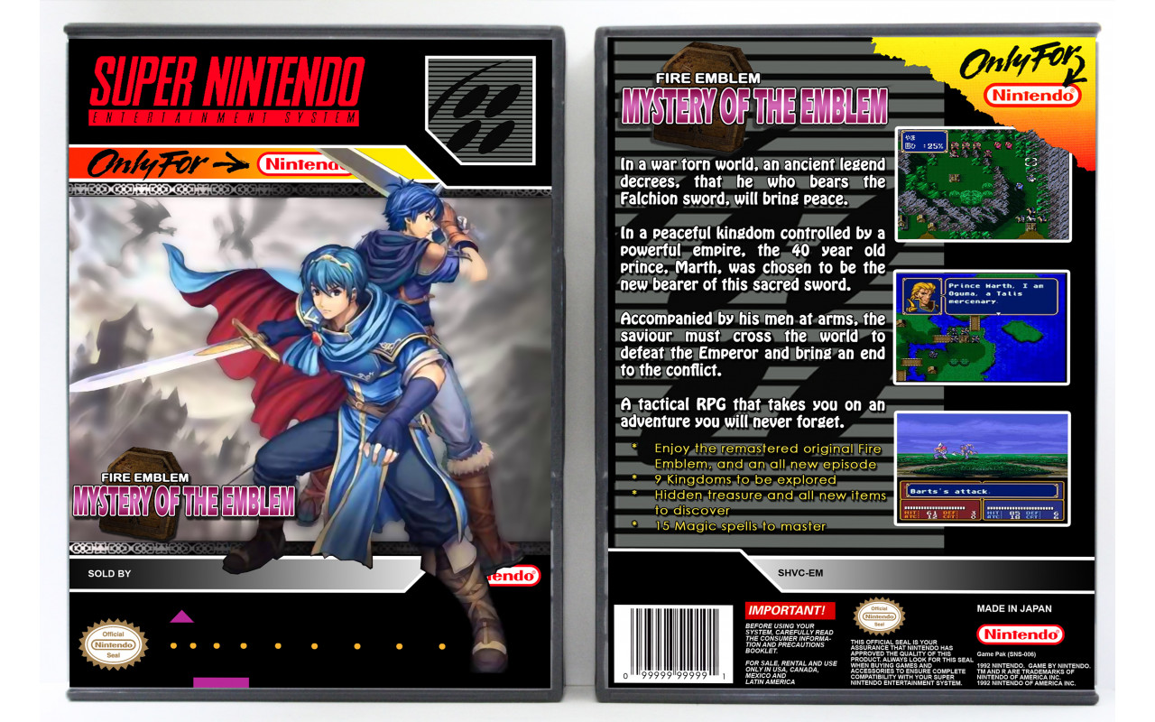 Gaming Relics - Super Nintendo - Vertical Style - Fire Emblem: Mystery ...