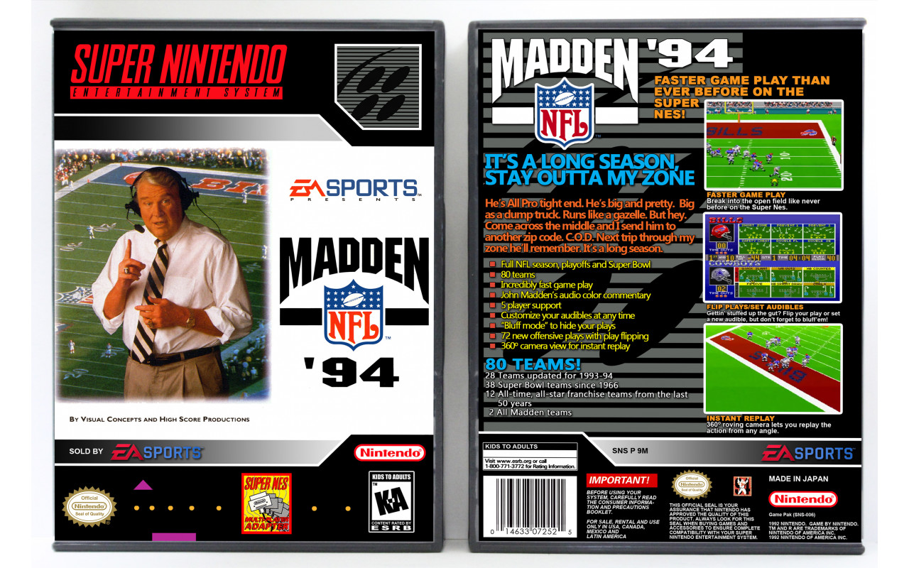 Gaming Relics - Super Nintendo - Vertical Style - Madden NFL 94