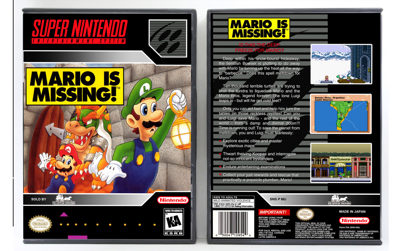 Gaming Relics - Super Nintendo - Vertical Style - Mario is Missing!