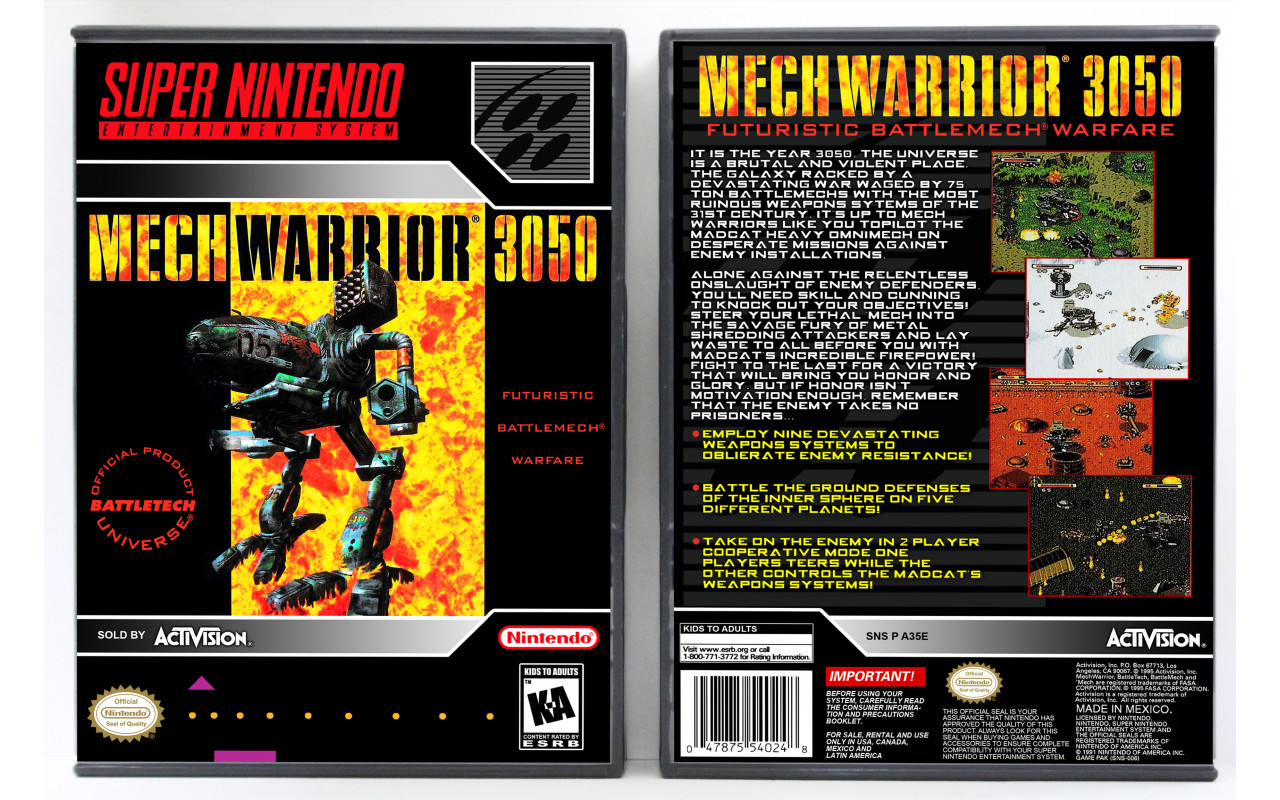 Gaming Relics - Super Nintendo - Vertical Style - Mechwarrior 3050