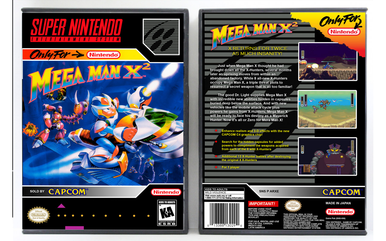 Gaming Relics - Super Nintendo - Vertical Style - Mega Man X2