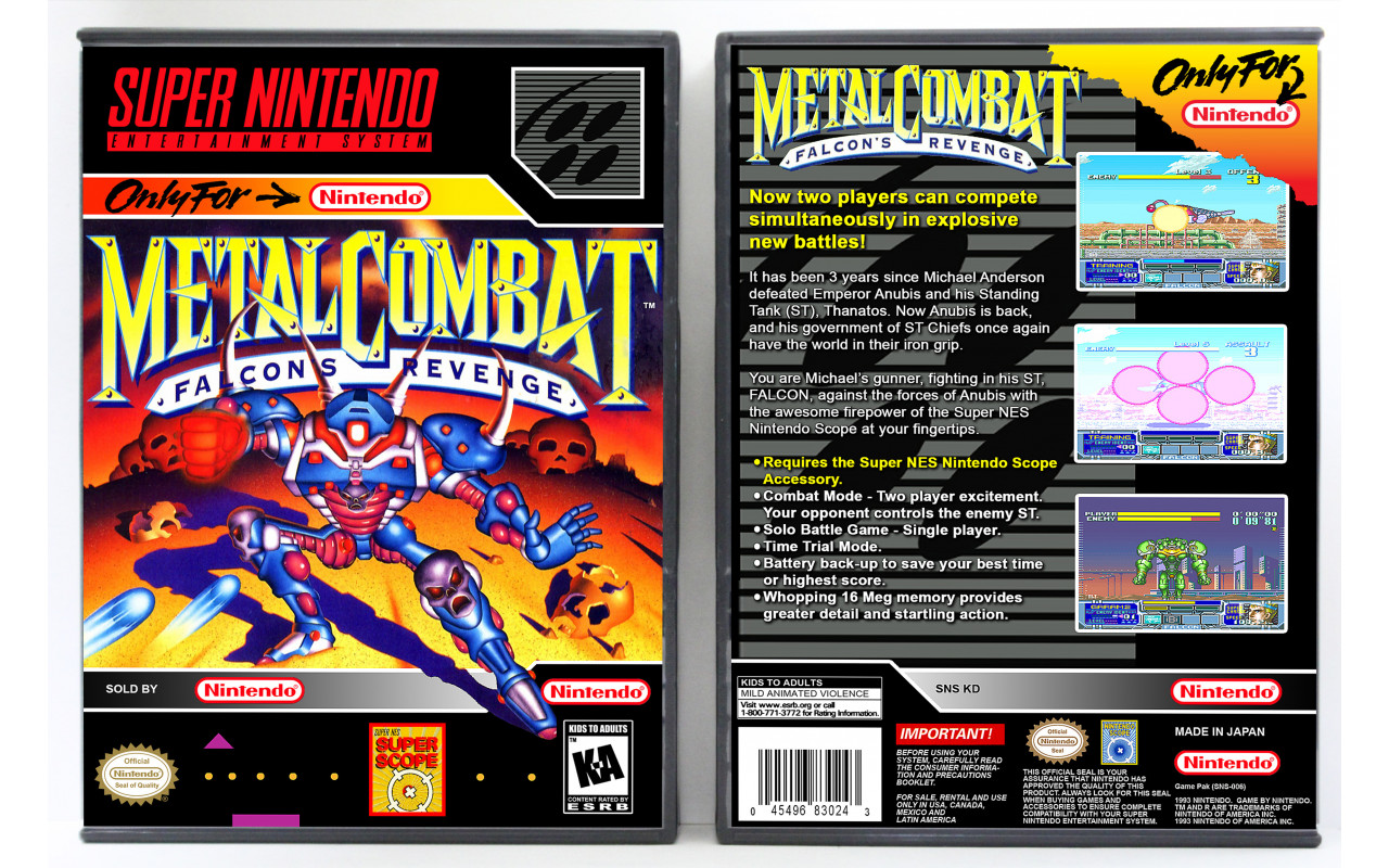 Gaming Relics - Super Nintendo - Vertical Style - Metal Combat: Falcon ...