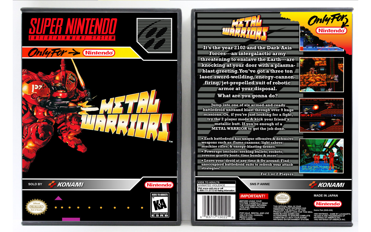 Gaming Relics - Super Nintendo - Vertical Style - Metal Warriors