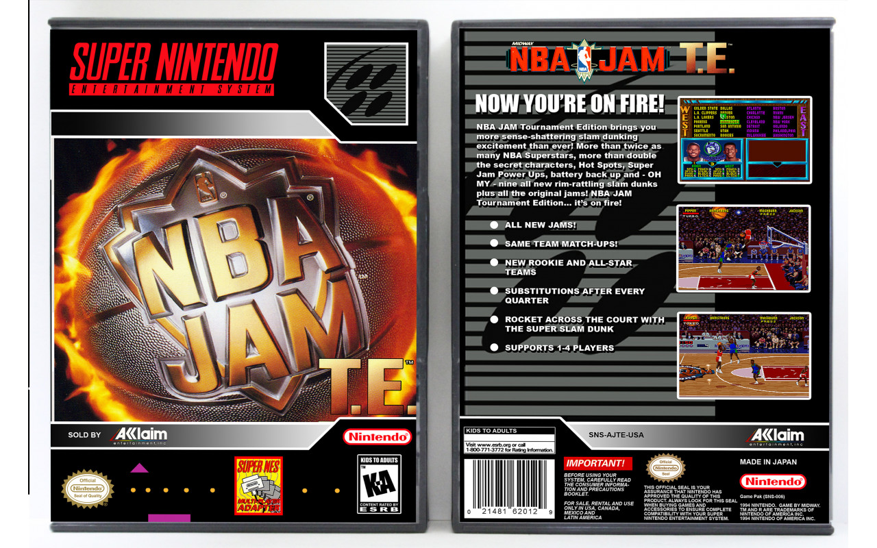 Gaming Relics - Super Nintendo - Vertical Style - NBA Jam Tournament ...