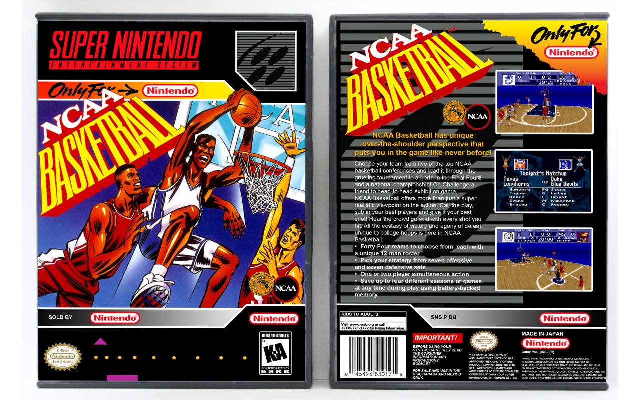 Gaming Relics - Super Nintendo - Vertical Style - NCAA Basketball