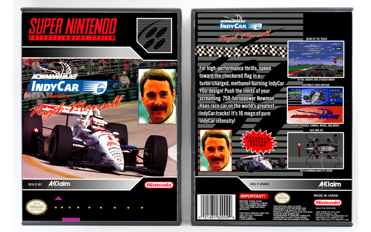 Gaming Relics - Super Nintendo - Vertical Style - Newman Haas IndyCar ...