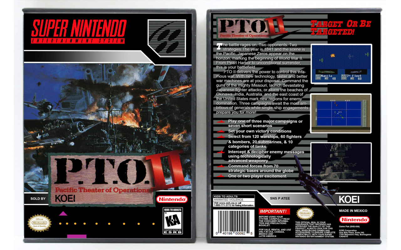 Gaming Relics - Super Nintendo - Vertical Style - P.T.O. II: Pacific ...