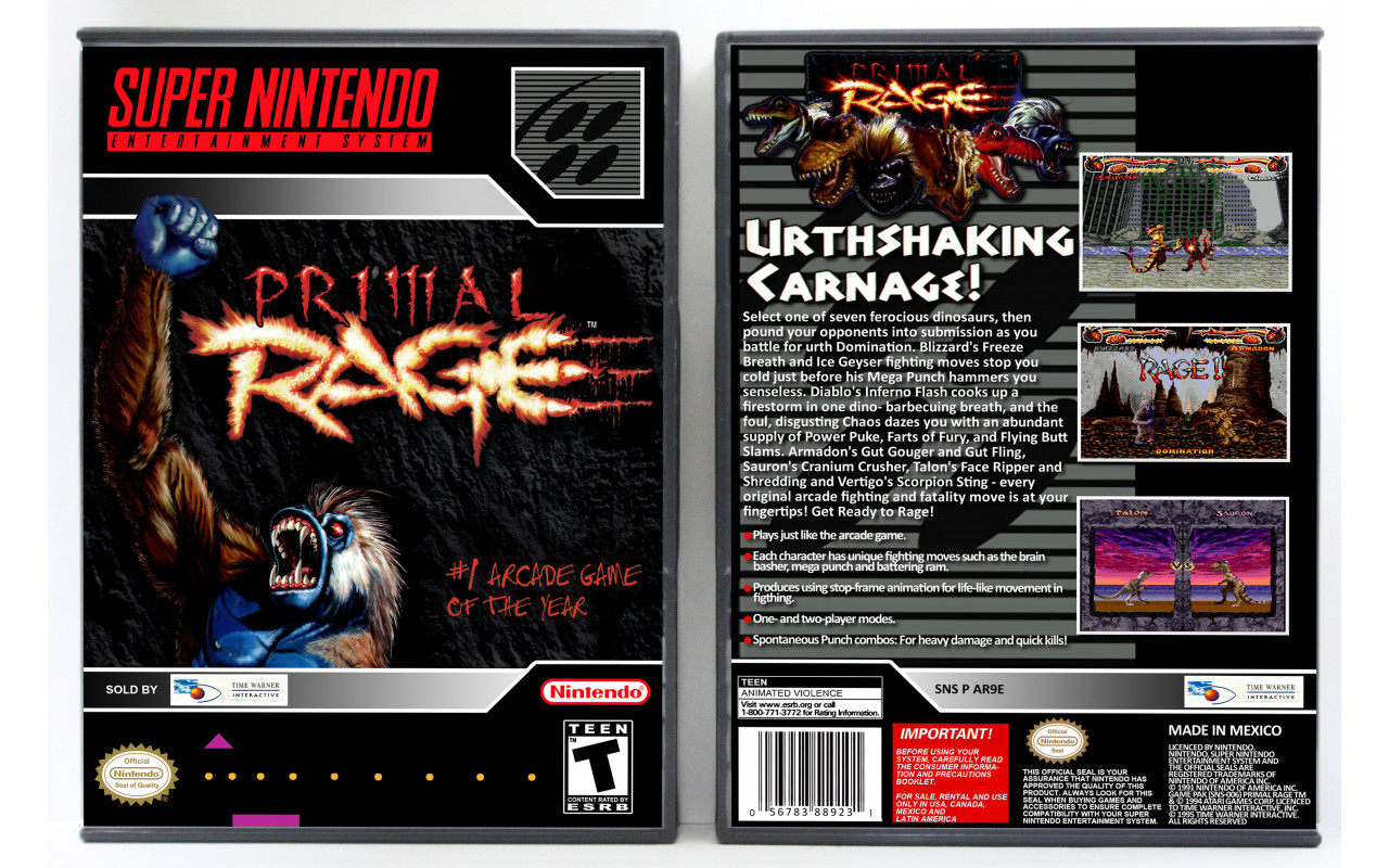Gaming Relics - Super Nintendo - Vertical Style - Primal Rage