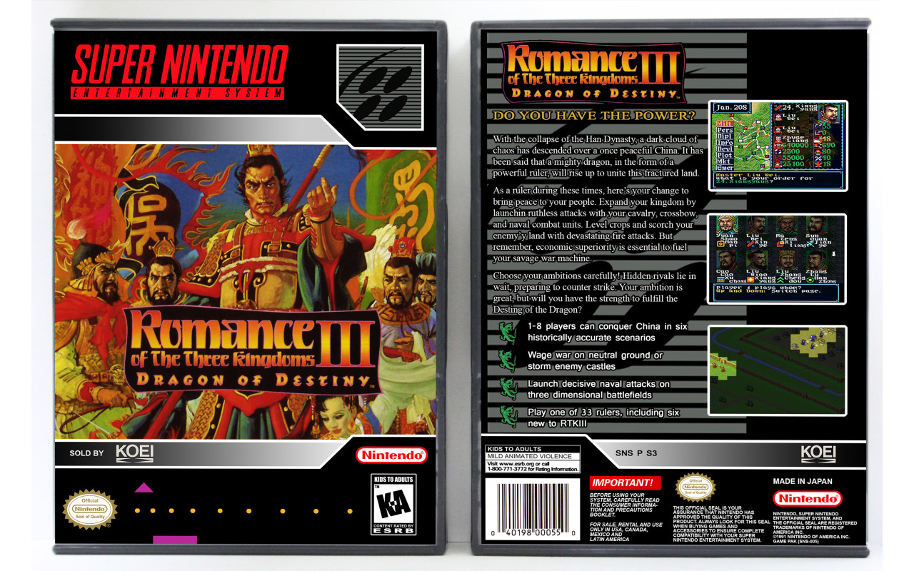 Gaming Relics - Super Nintendo - Romance of the Three Kingdoms III ...