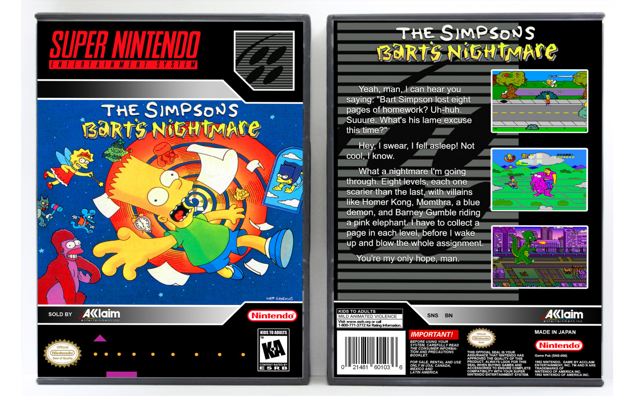 Gaming Relics - Super Nintendo - The Simpsons: Bart's Nightmare