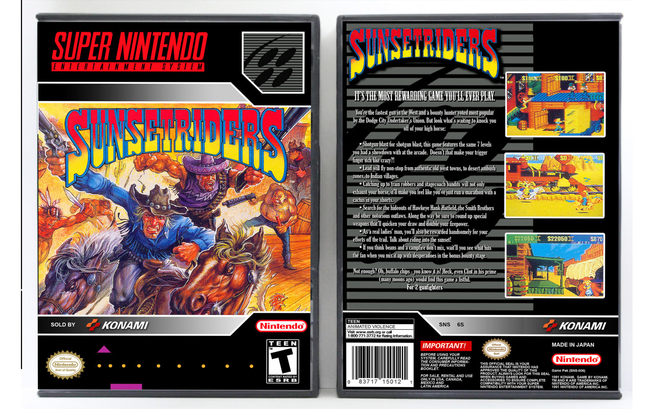 Gaming Relics - Super Nintendo - Vertical Style - Sunset Riders