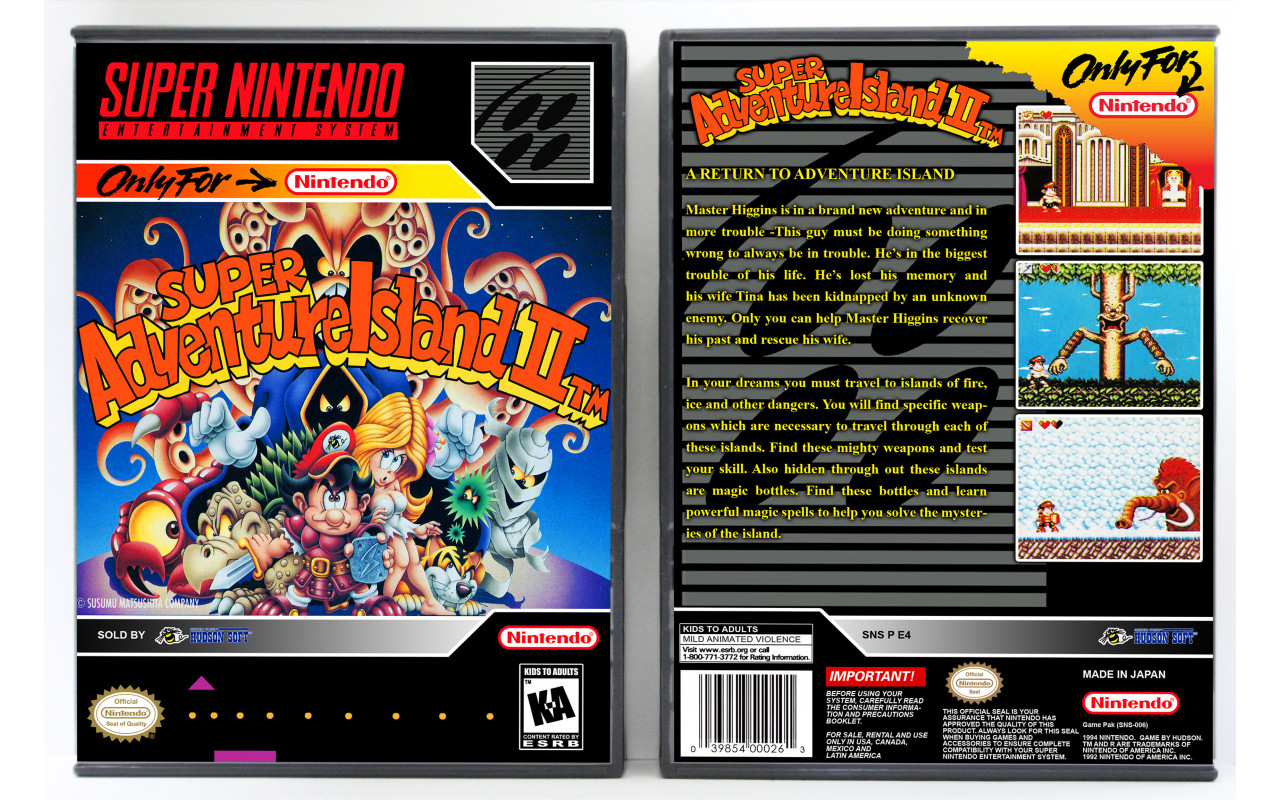 Gaming Relics - Super Nintendo - Vertical Style - Super Adventure Island II